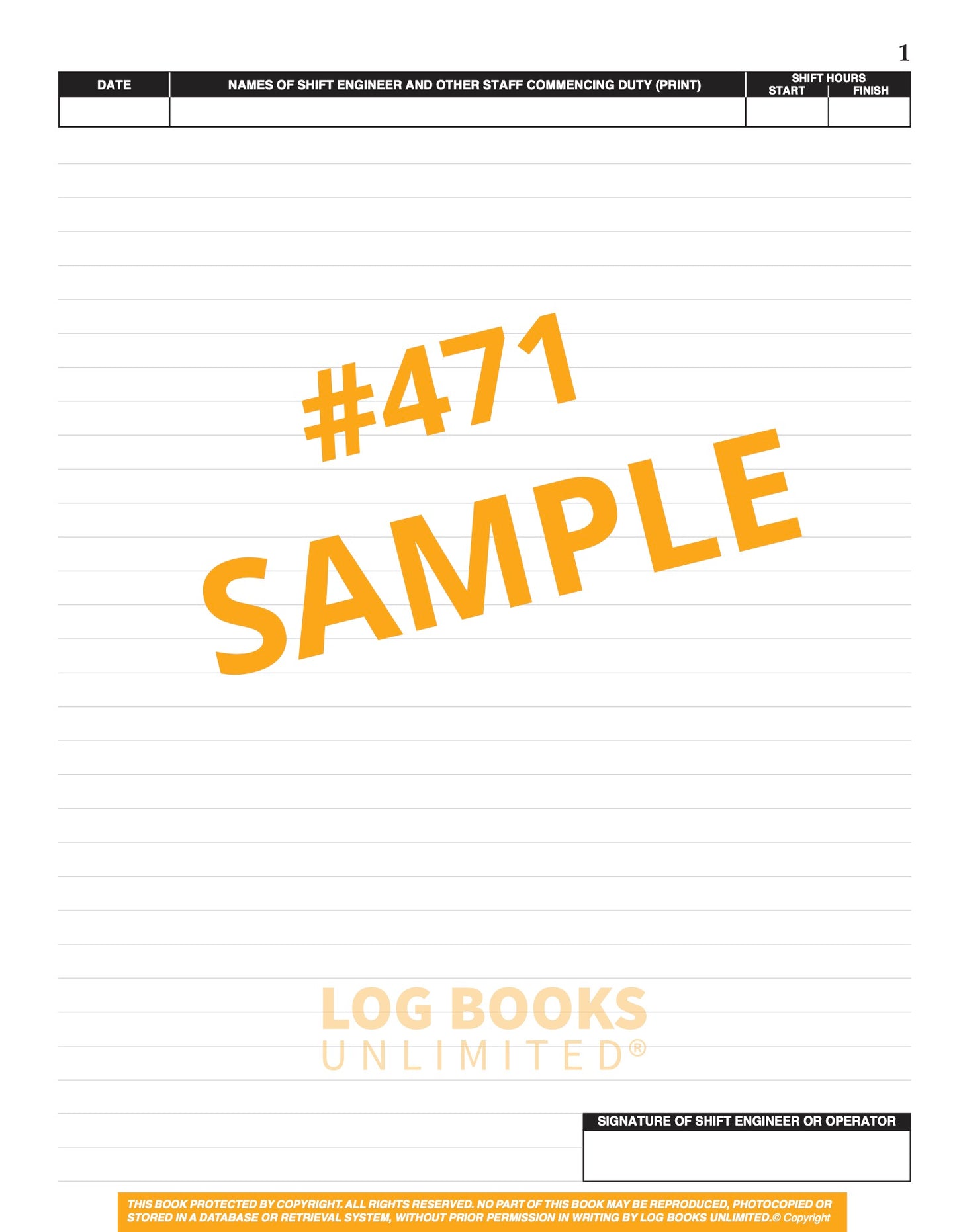 Engineers (1 Shift per page) Log Book #471 – Log Books Unlimited