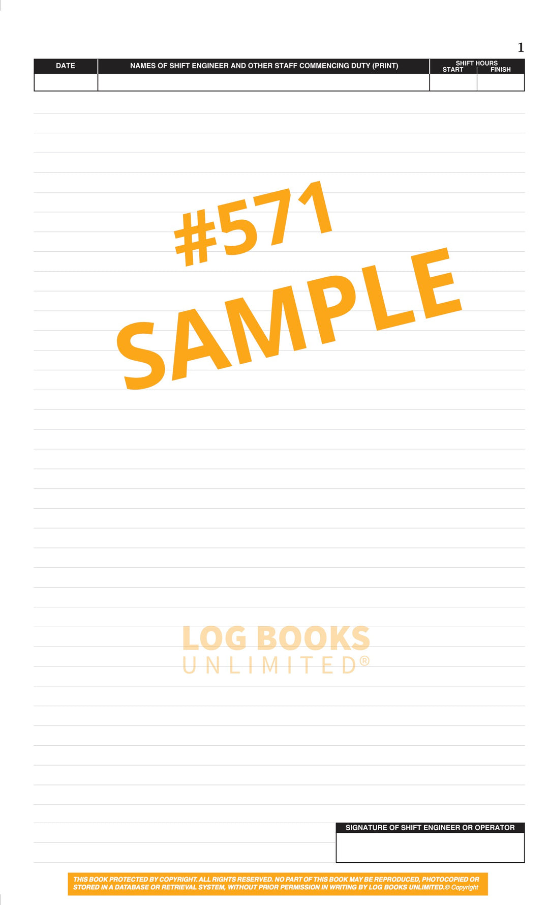 Engineers (1 Shifts per page) Log Book #571 – Log Books Unlimited