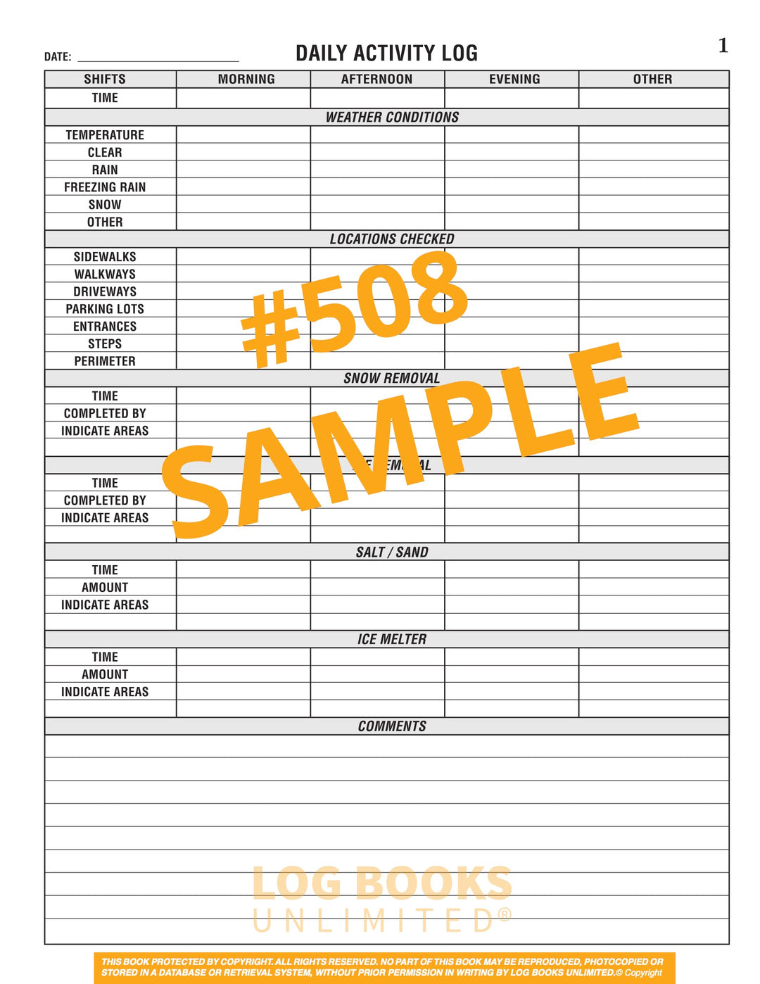 Salt & Sanding Log Book #508 – Log Books Unlimited